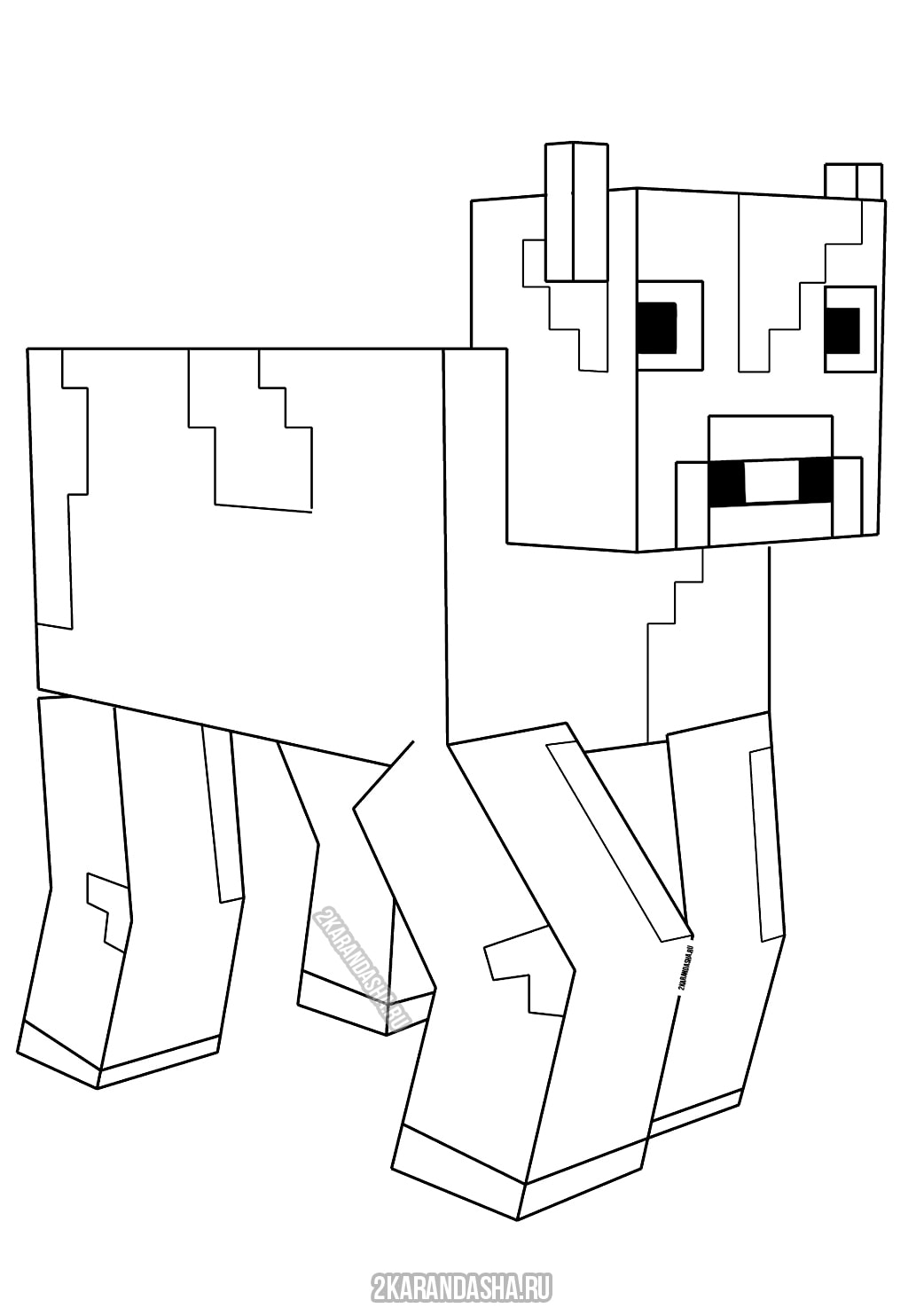 Раскраска майнкрафт корова с рогами животное распечатать | Minecraft