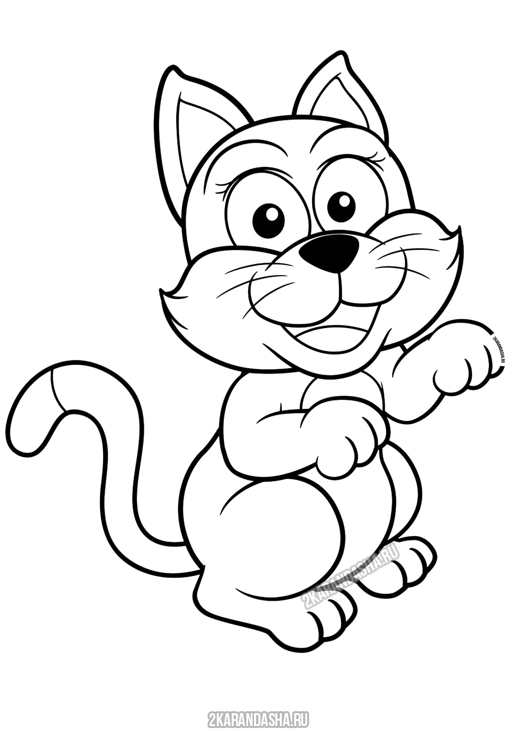 Раскраска милый серый котик распечатать | Раскраски коты, котята и кошки