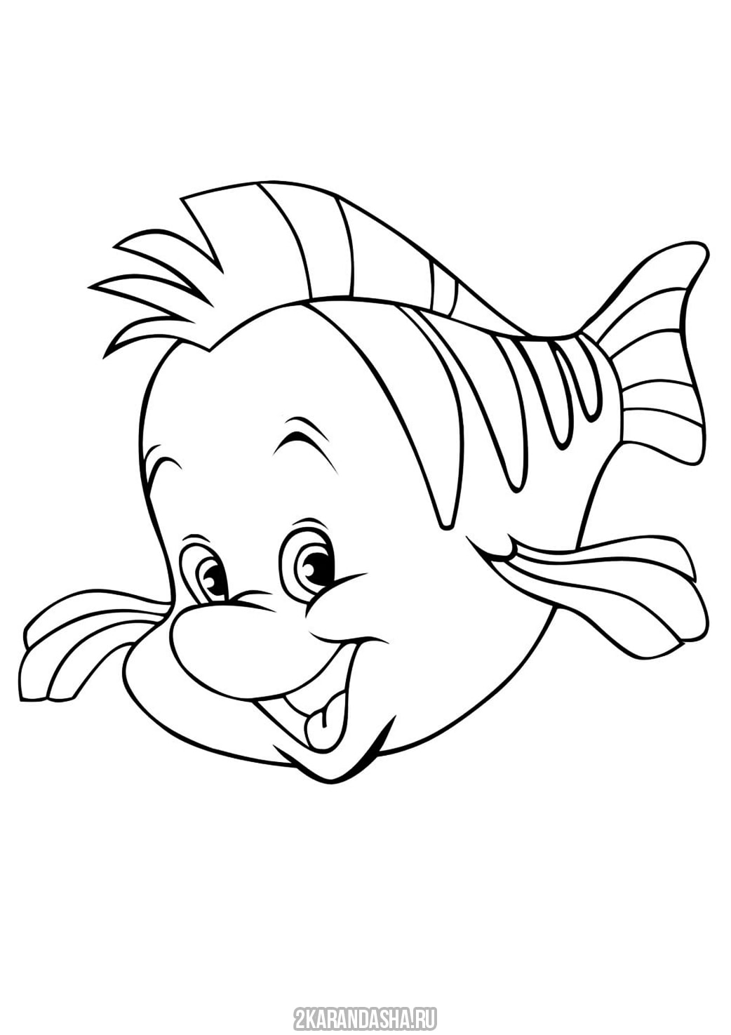 Раскраска онлайн Друг Ариэль Флаундер бесплатно