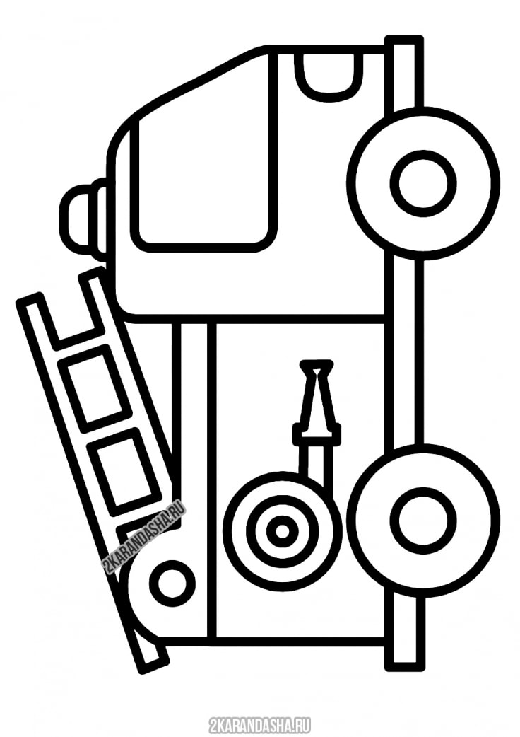 Раскраска пожарная машина с лестницей распечатать
