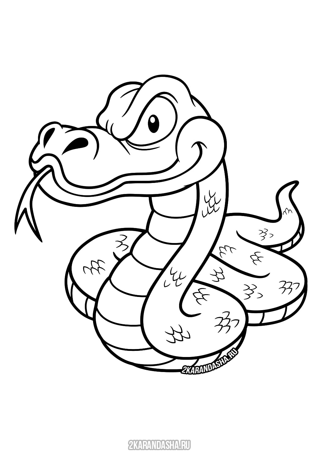 Раскраска серьезная змея мальчик распечатать