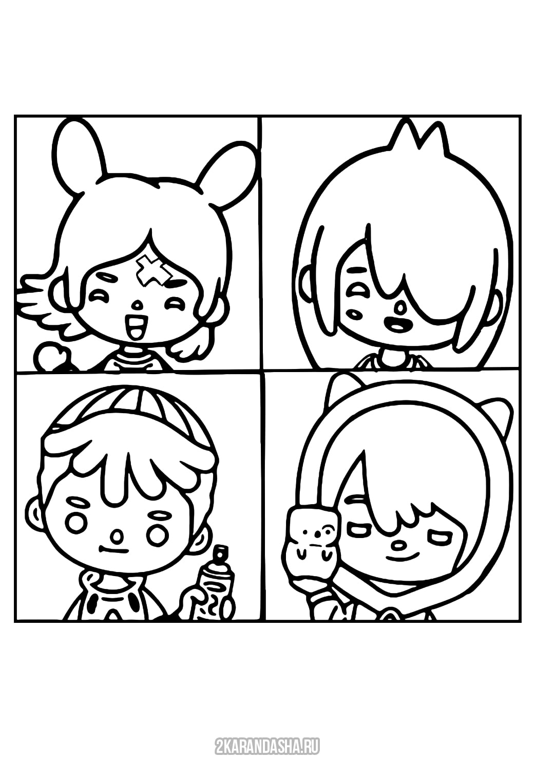 Раскраска 4 персонажа тока бока распечатать