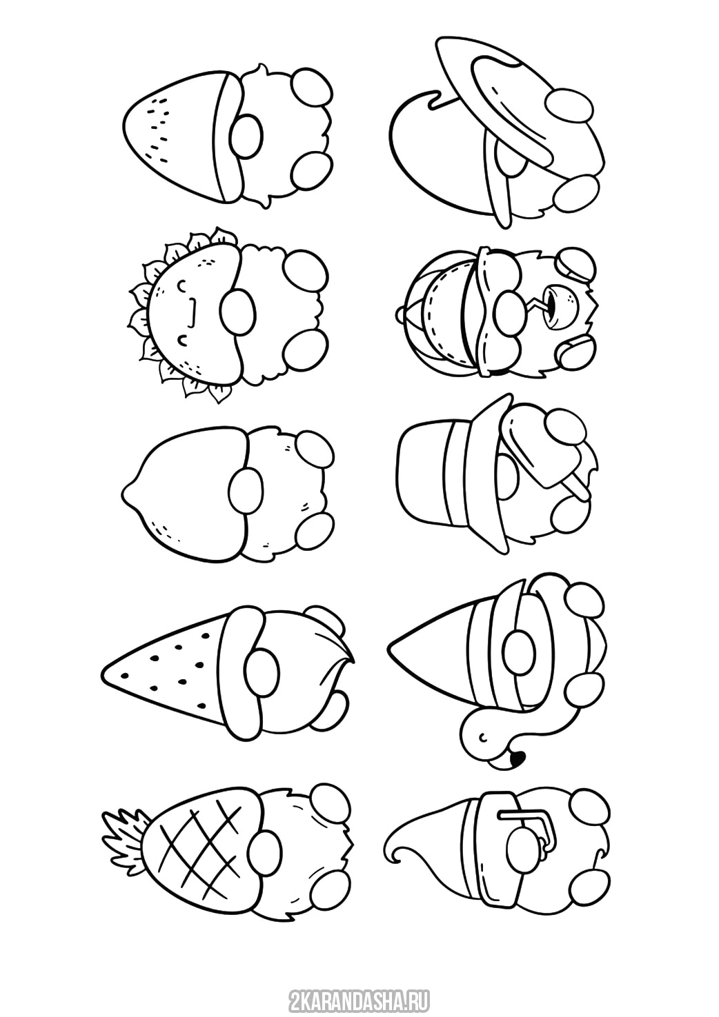 Раскраска наклейки стикеры гномик распечатать