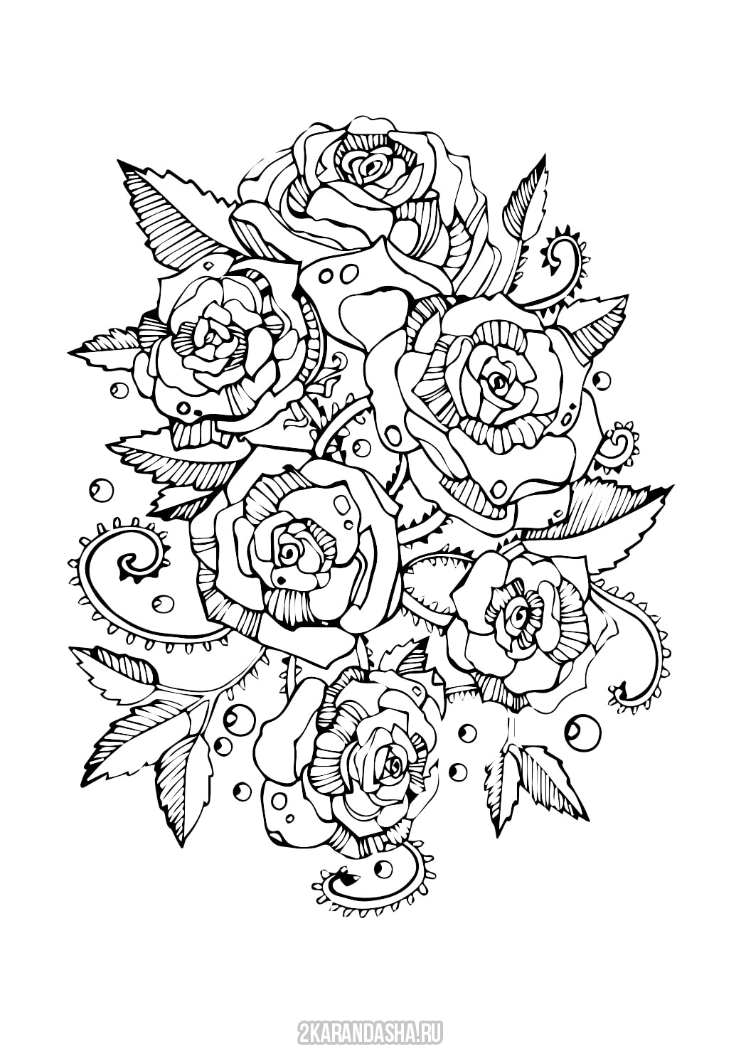 Раскраска цветочный букет распечатать