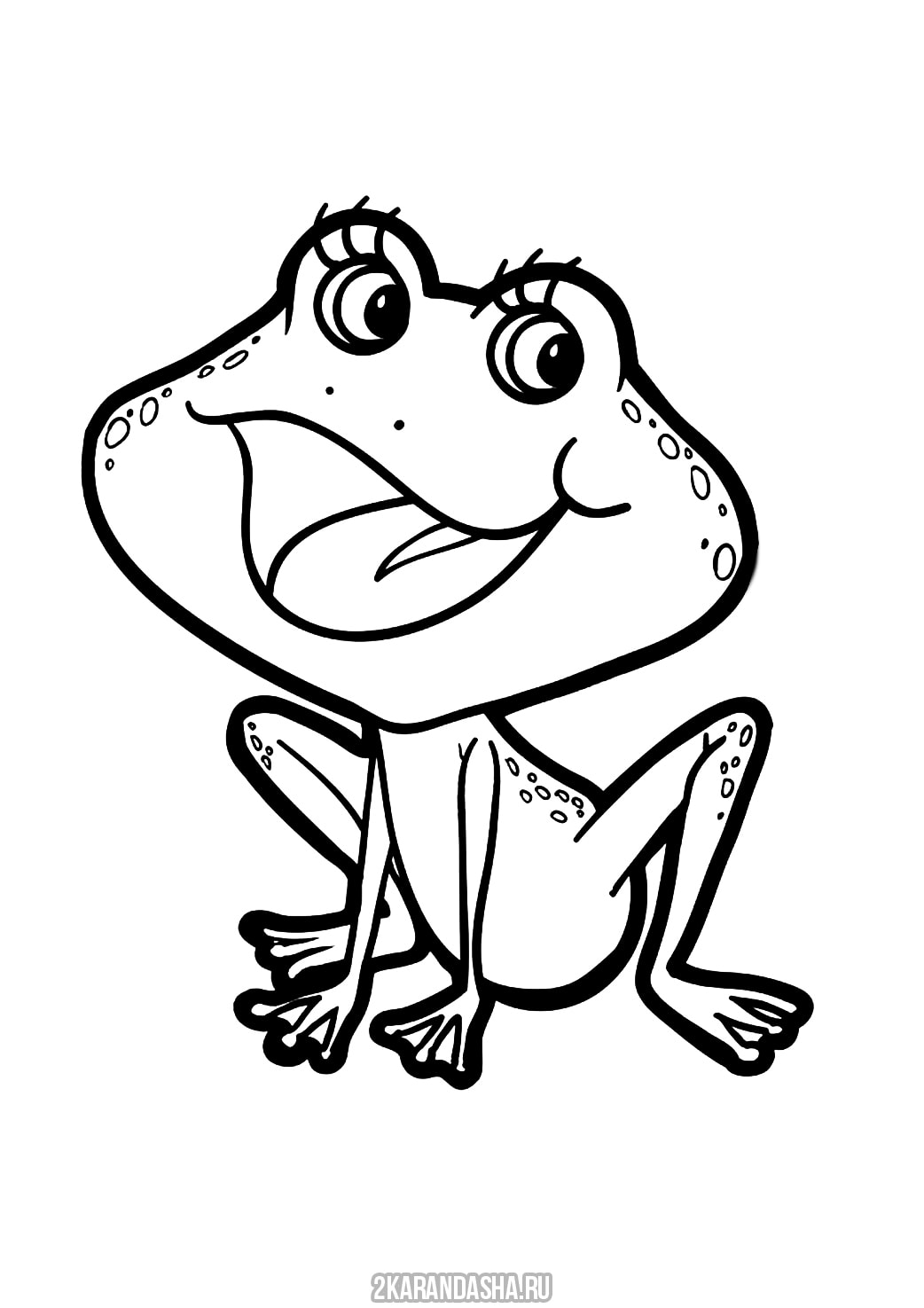 Раскраска смешная лягушка распечатать