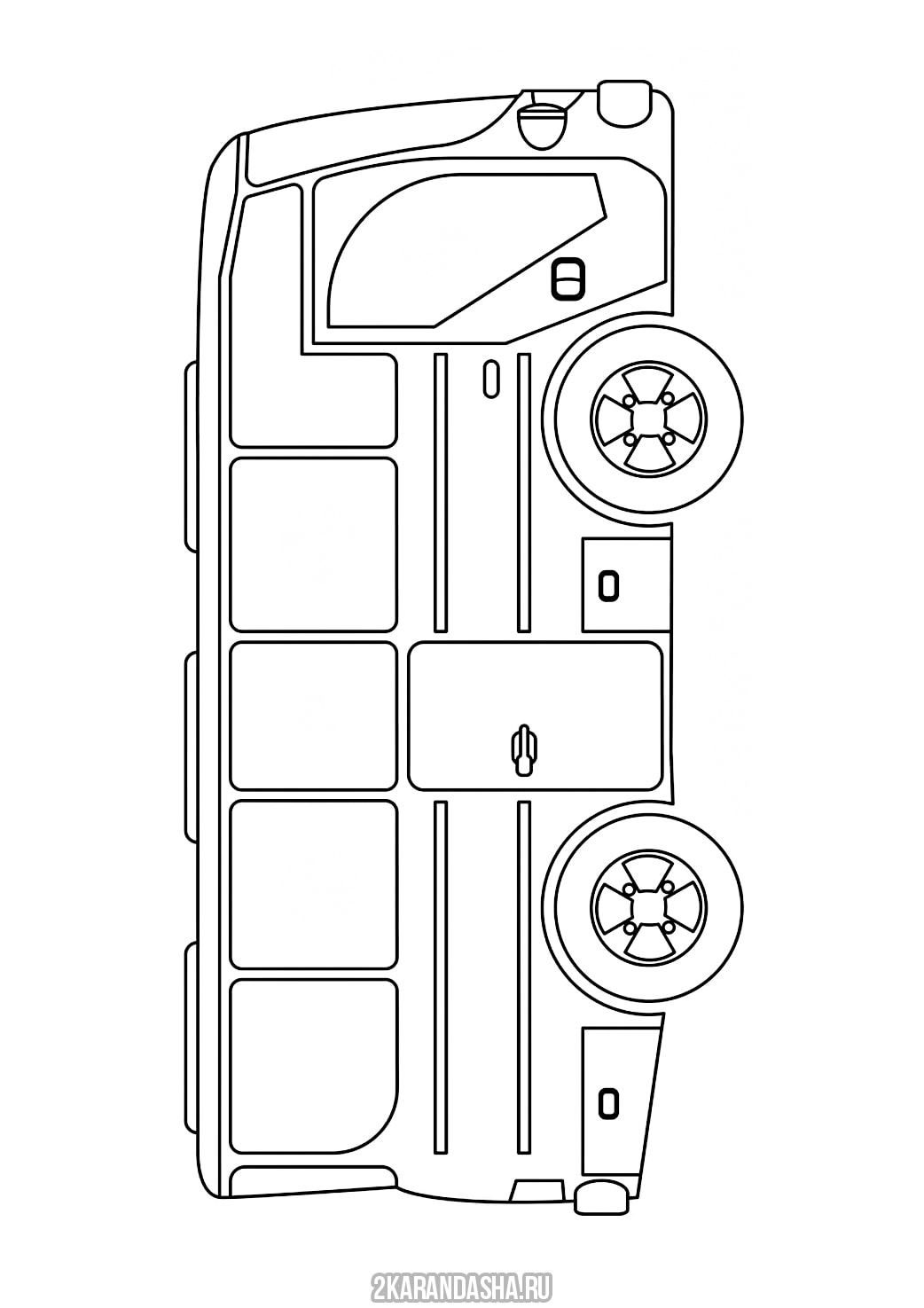 Раскраска онлайн Автобус с большими окнами бесплатно