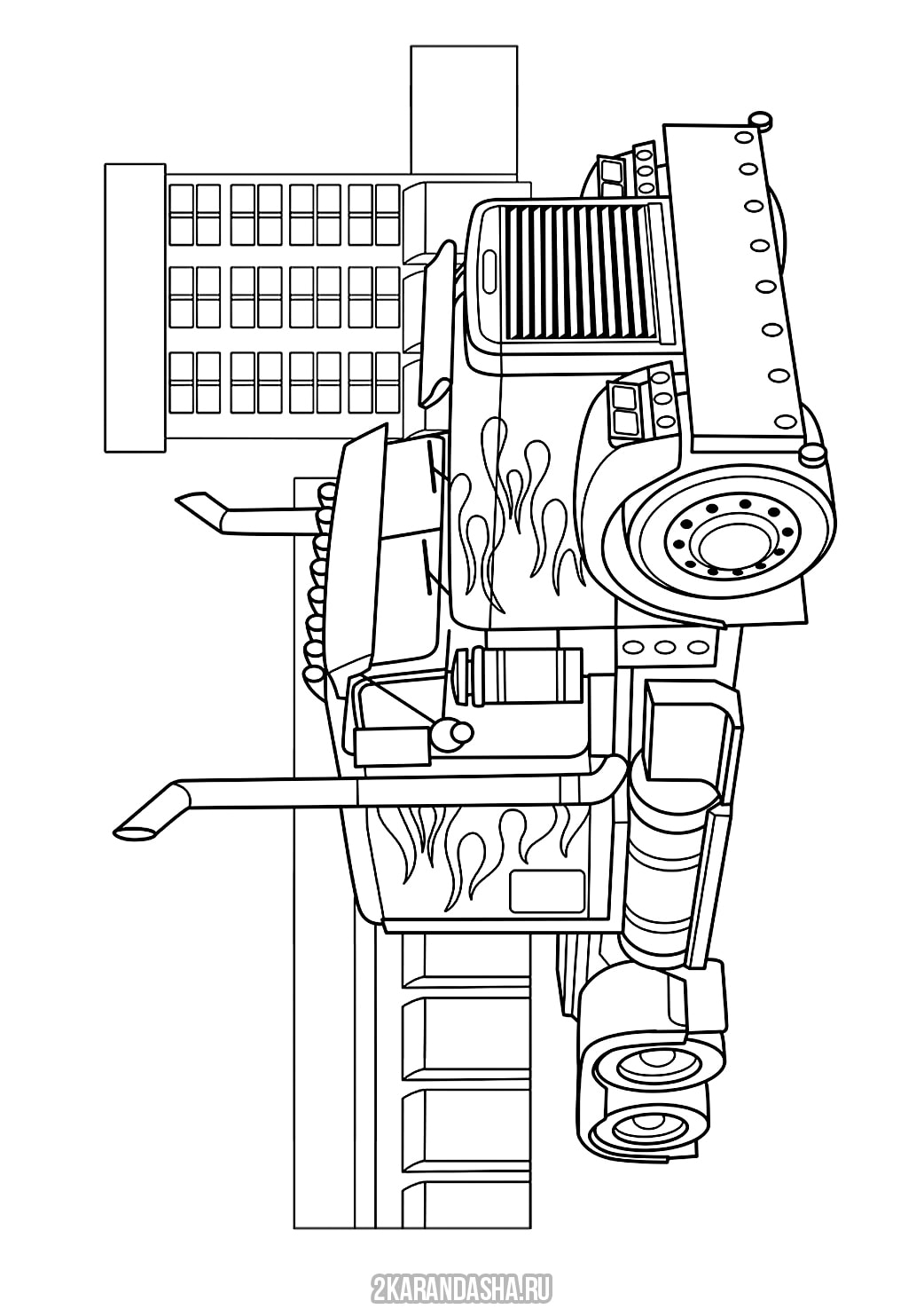 Раскраска онлайн Красивый тягач грузовик бесплатно