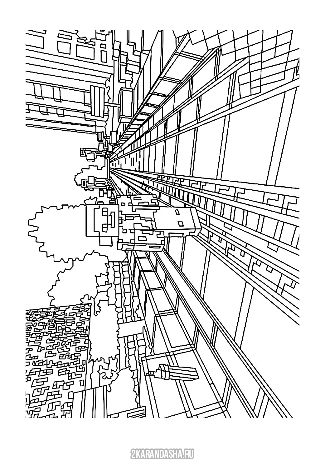 Раскраска майнкрафт мегаполис распечатать | Minecraft
