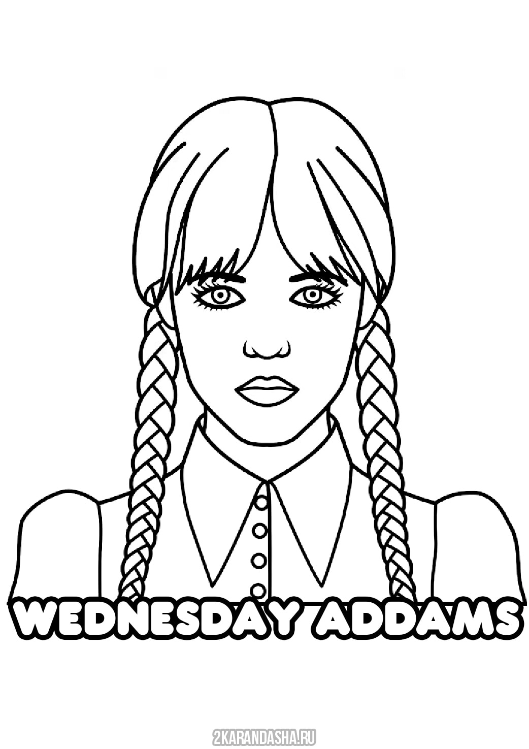 Раскраска онлайн Уэнздей Аддамс дочка бесплатно