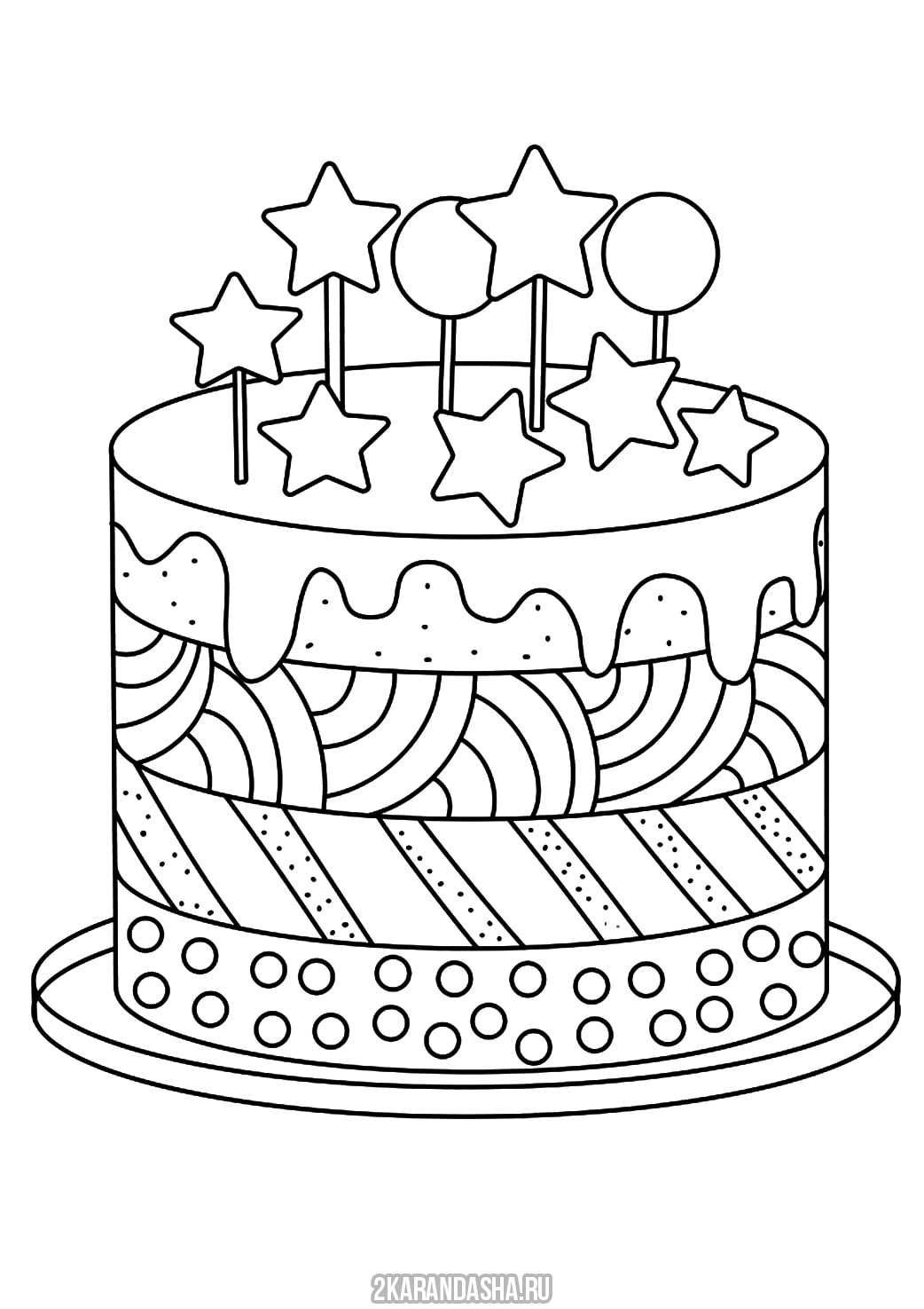 Раскраска торт торжественный распечатать