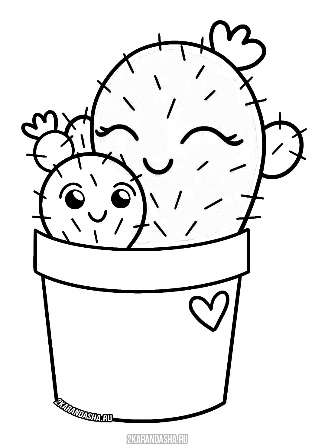 Раскраска кактус малыши каваи распечатать