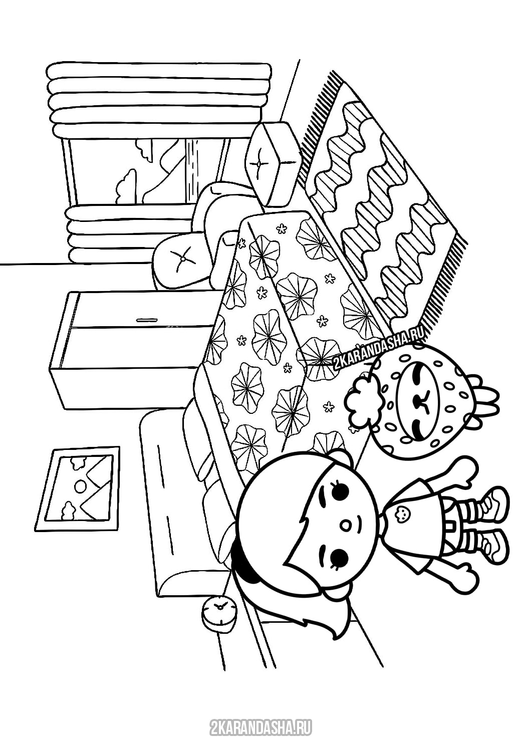 Раскраска спальня мебель тока бока распечатать