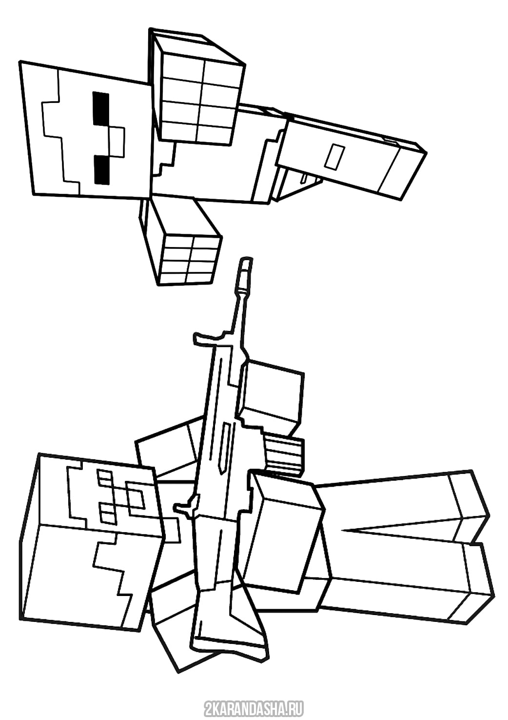 Раскраска майнкрафт майнкрафт с оружием распечатать | Minecraft