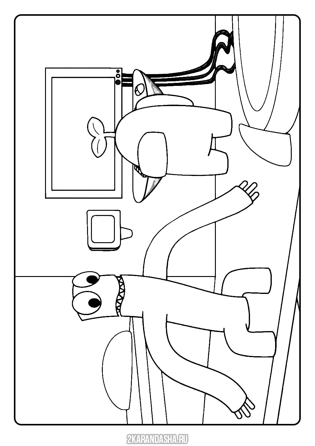 Раскраска амонг ас и зеленый радужные друзья распечатать. Раскраски ...