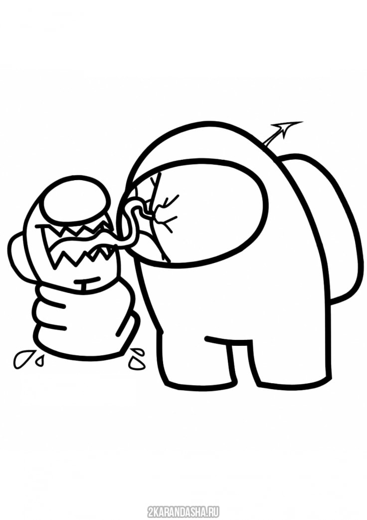 Раскраска Амонг Ас мини самозванец распечатать | Among Us