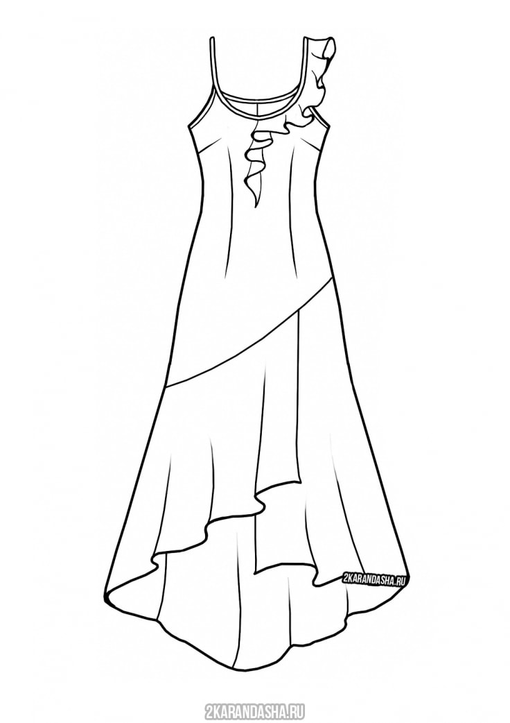 Раскраска онлайн Платье легкое летнее бесплатно