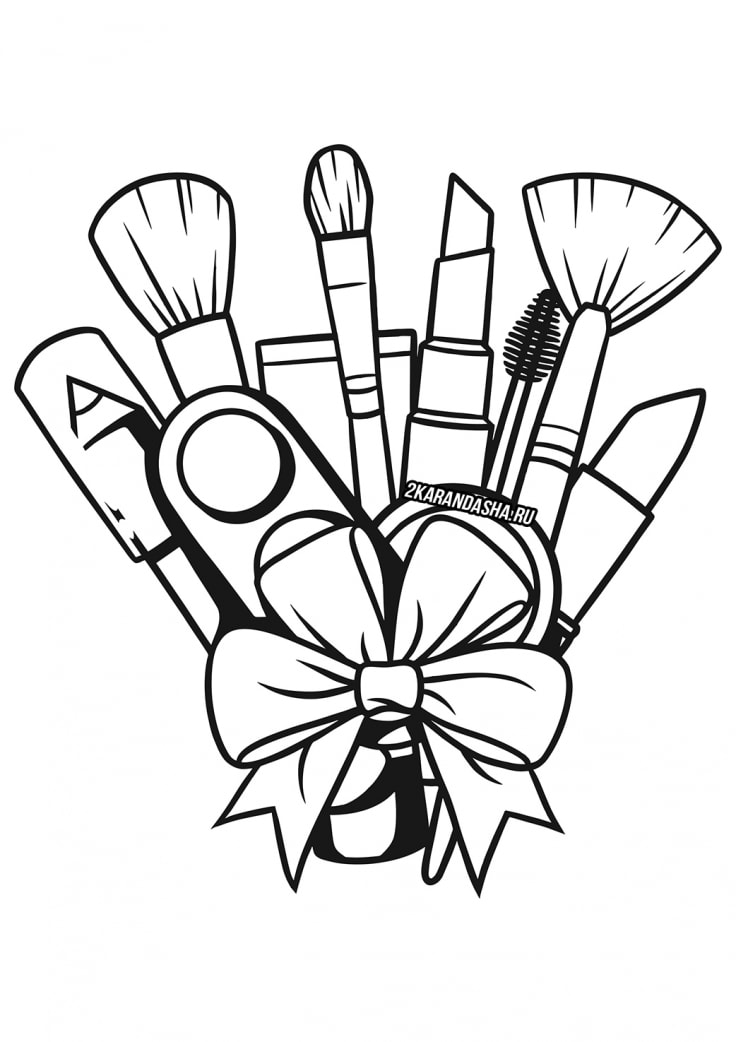 Раскраска подарочный набор косметики распечатать