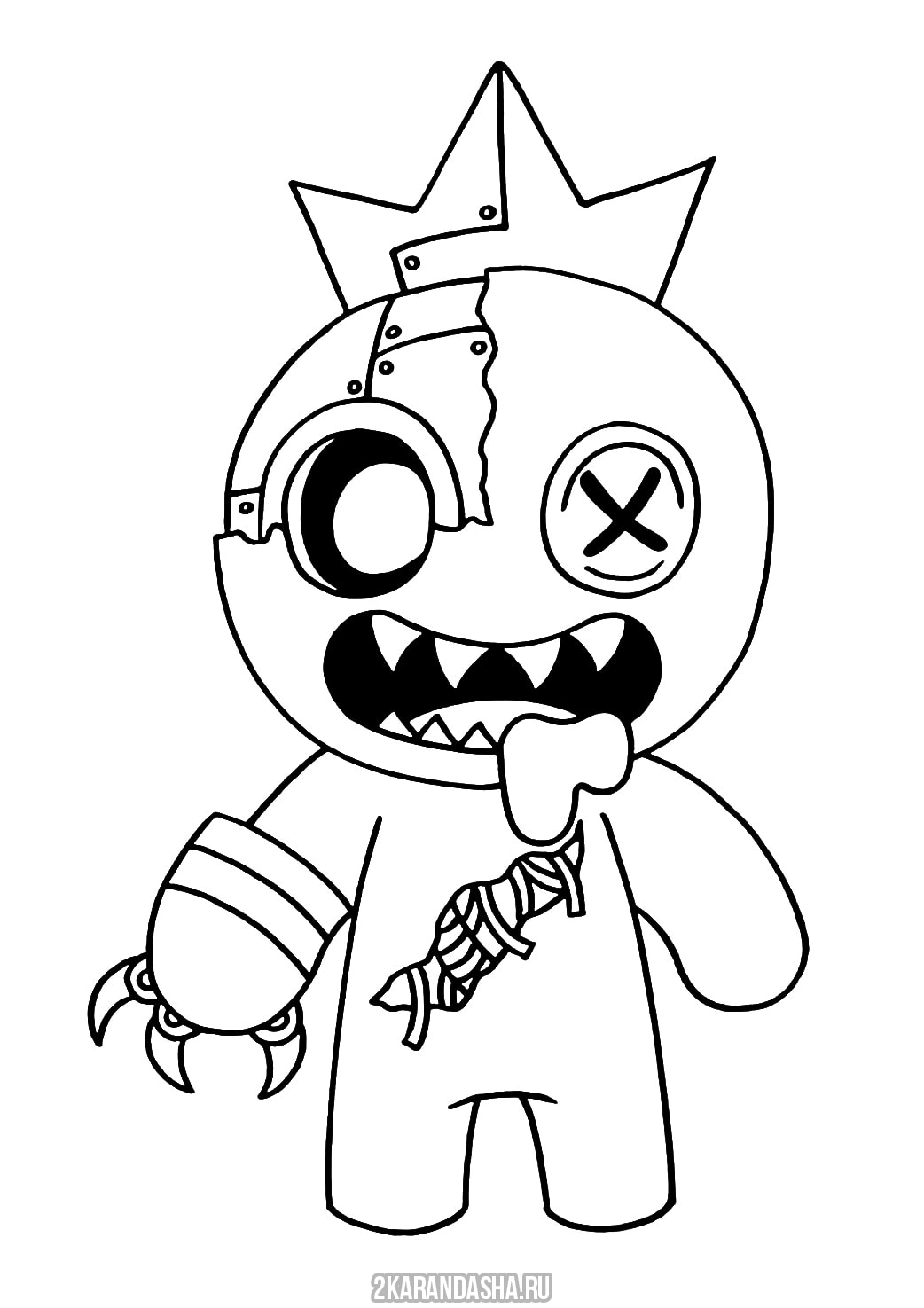 Раскраска онлайн Радужные друзья Голубой Киборг бесплатно