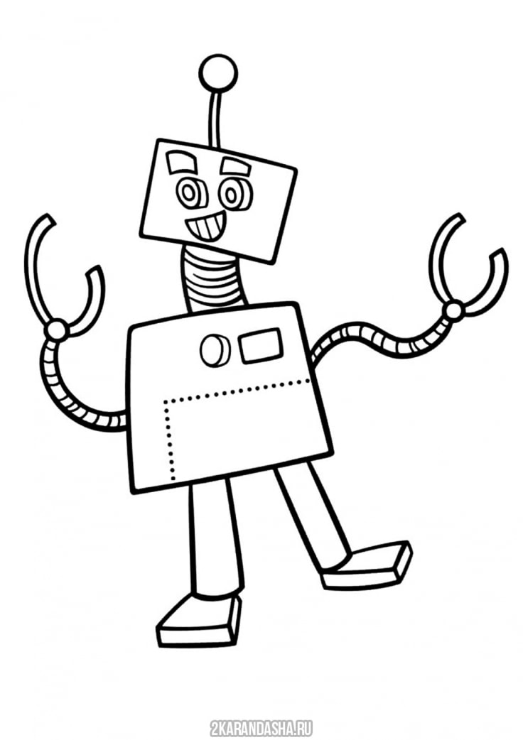 Распечатать раскраску веселый робот